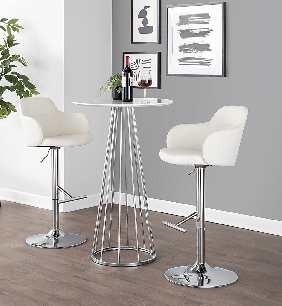 Thissa III Chrome,White Colors,Metal,White Bar Height Table | Rooms to Go