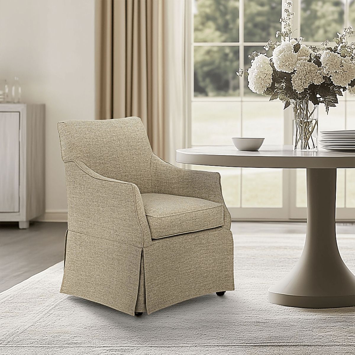 Tigerfly Beige Colors,Light Wood,White Polyester Fabric Arm Chair ...