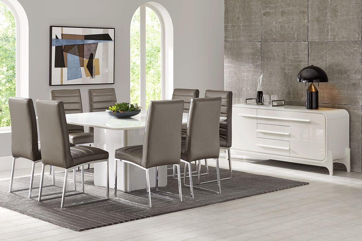 Tobian 5 Pc White Colors,White Gray Dining Room Set With Square Dining ...