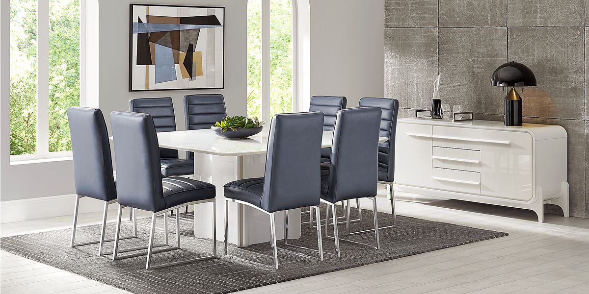 Tobian 5 Pc White Colors,White Blue Dining Room Set - Rooms To Go
