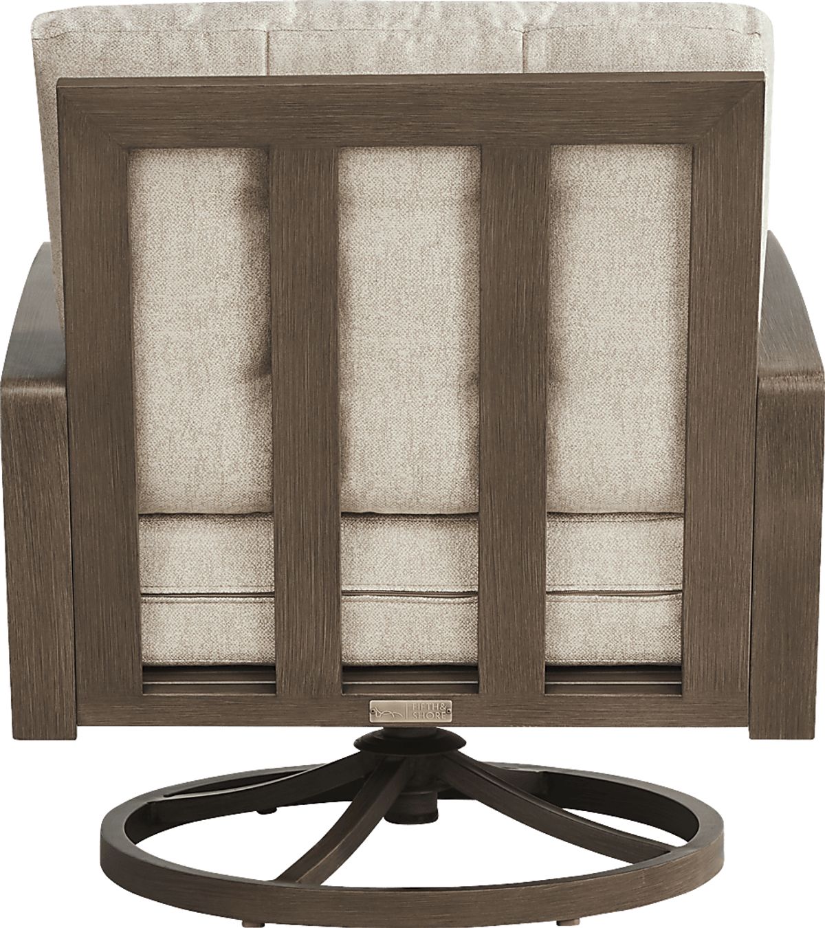 Torio Brown Dark Wood Malt Aluminum Outdoor Swivel Chair | Rooms to Go