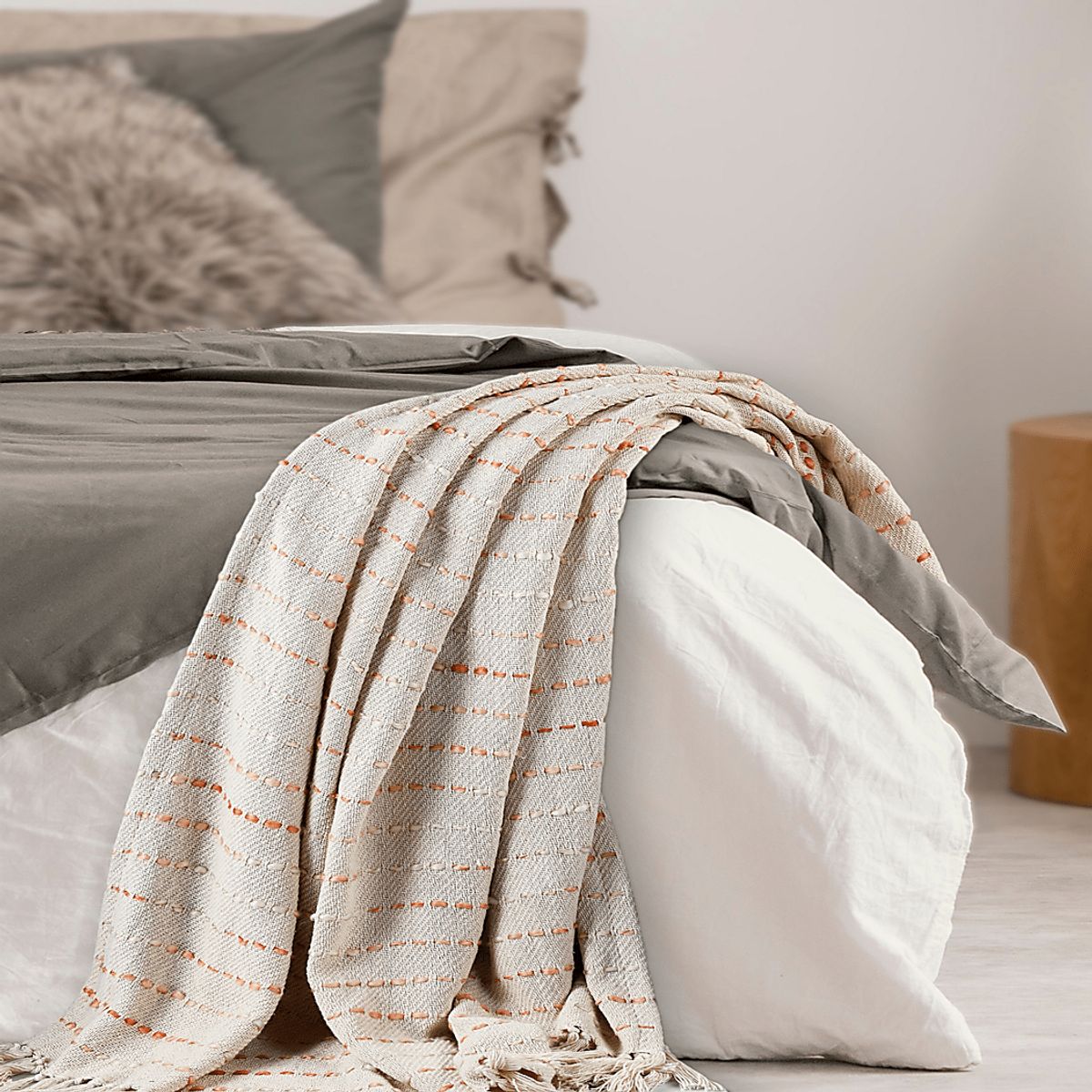 Torrent Peach Orange Throw Blanket | Rooms to Go