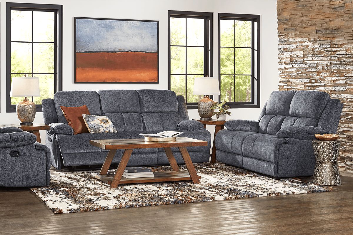 Townsend 3 Pc Gray Woven Non-Power Reclining Living Room Set With ...