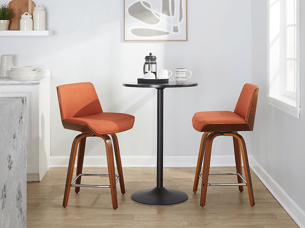 Towton I Stainless Steel Orange Orange,Red Polyester Fabric Swivel ...