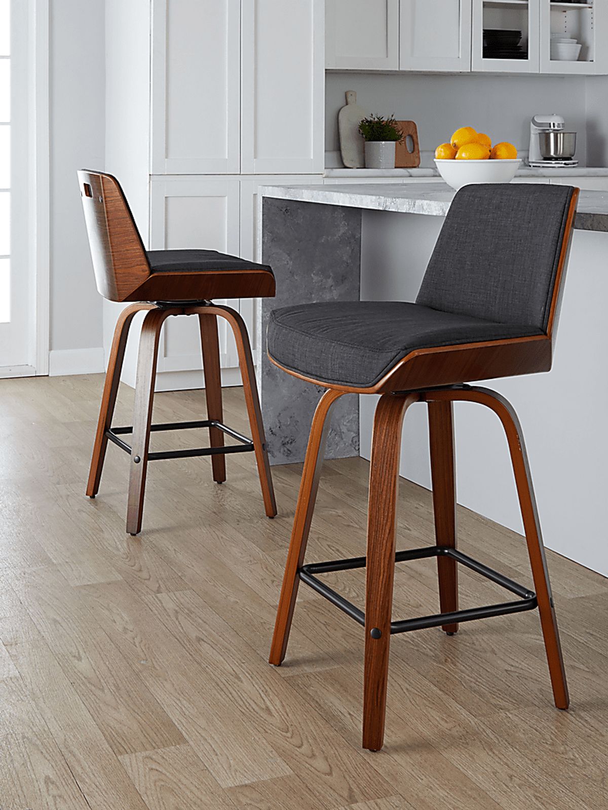 Towton II Stainless Steel Metal Charcoal Black,Gray Polyester Fabric ...