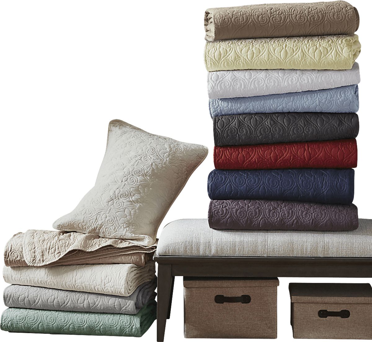 Toyah Navy Blue Cotton,Polyester Fabric 3 Pc Full Bedspread Set | Rooms ...