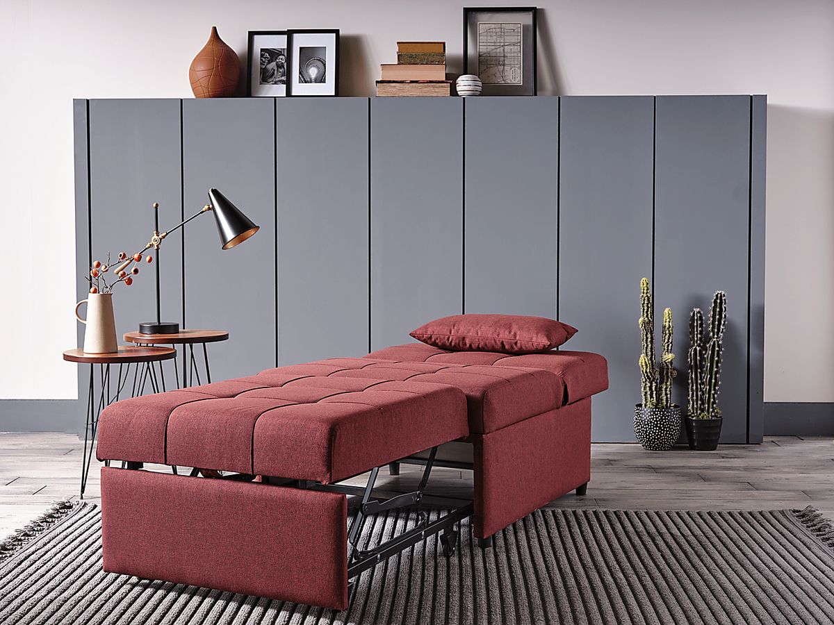 Traskwood Burgundy Red Polyester Fabric Sleeper Chair | Rooms to Go