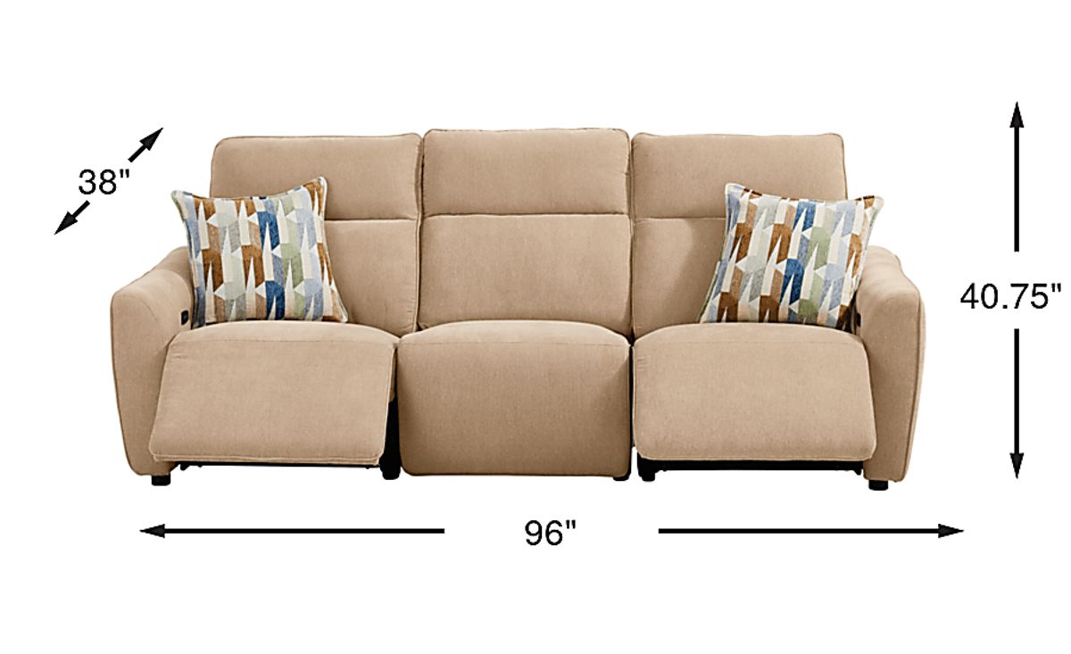 Tremont Sand Beige Chenille Fabric 3 Pc Power Reclining Sofa | Rooms to Go