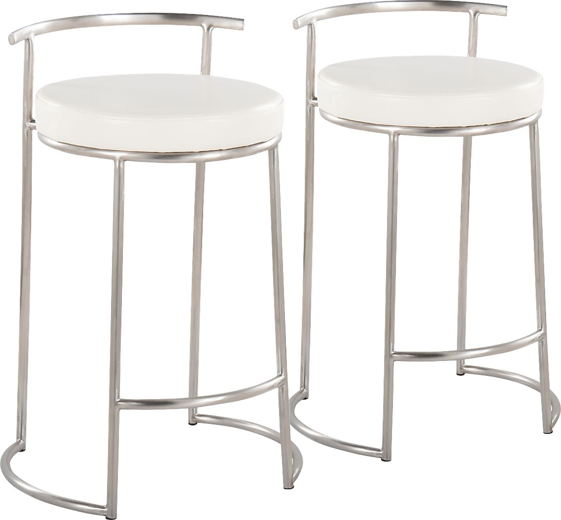 Trepassey II Silver Gray White Polyurethane Fabric Counter Height Stool ...