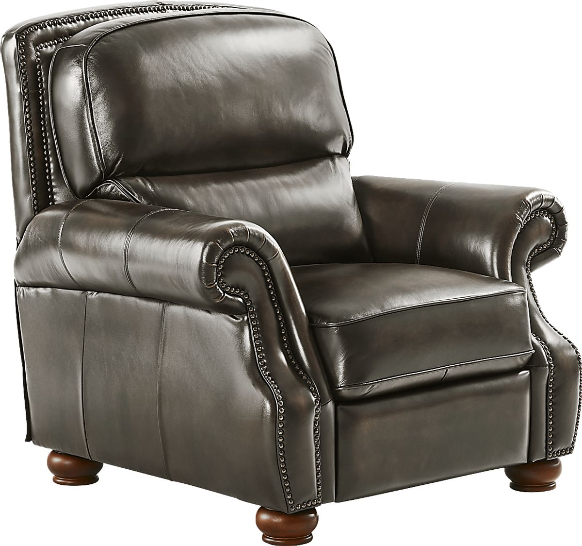 Cindy Crawford Trevaro Gray Leather Push Back Recliner | Rooms to Go