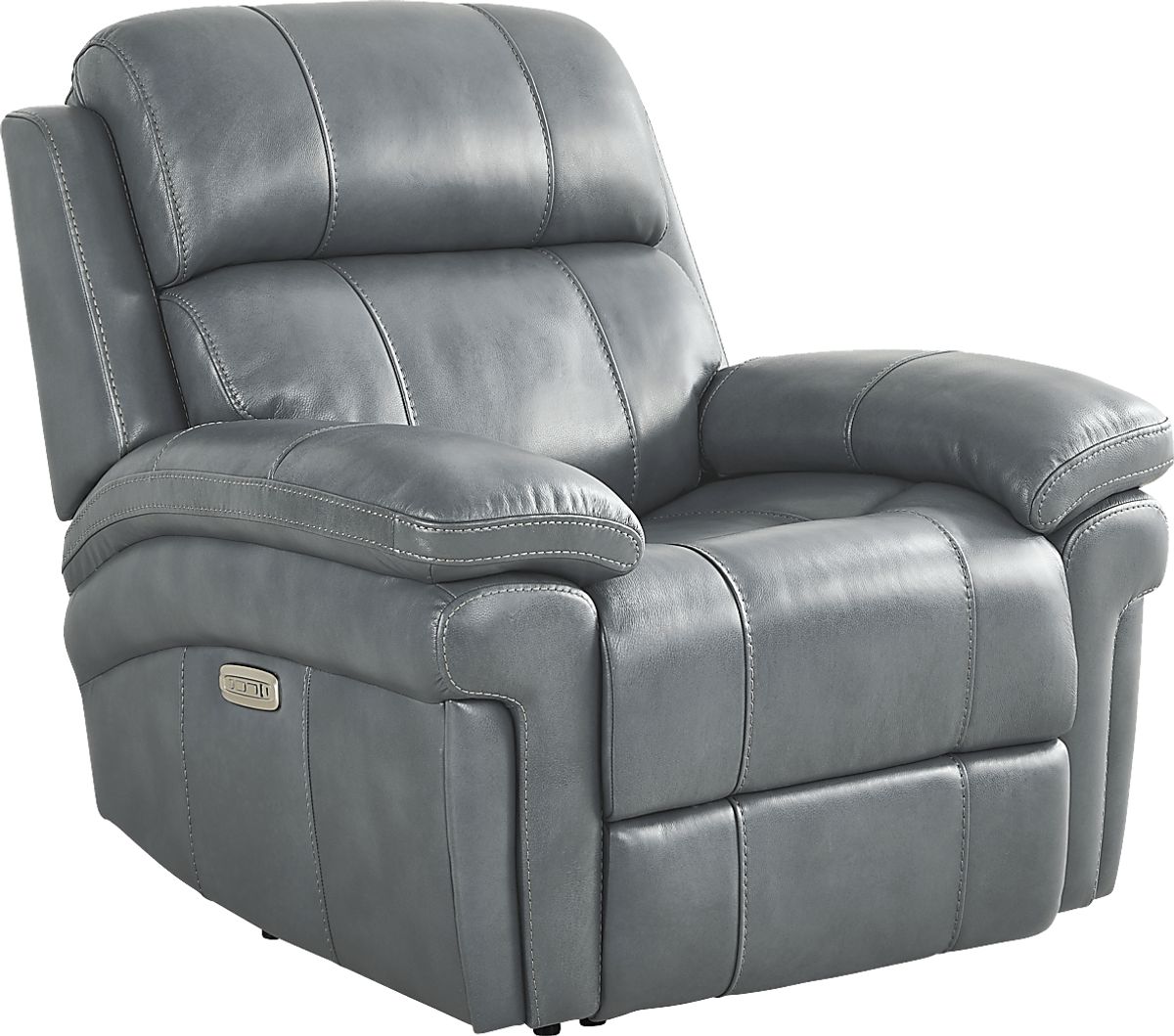 Trevino Lane Blue Leather Dual Power Recliner | Rooms to Go