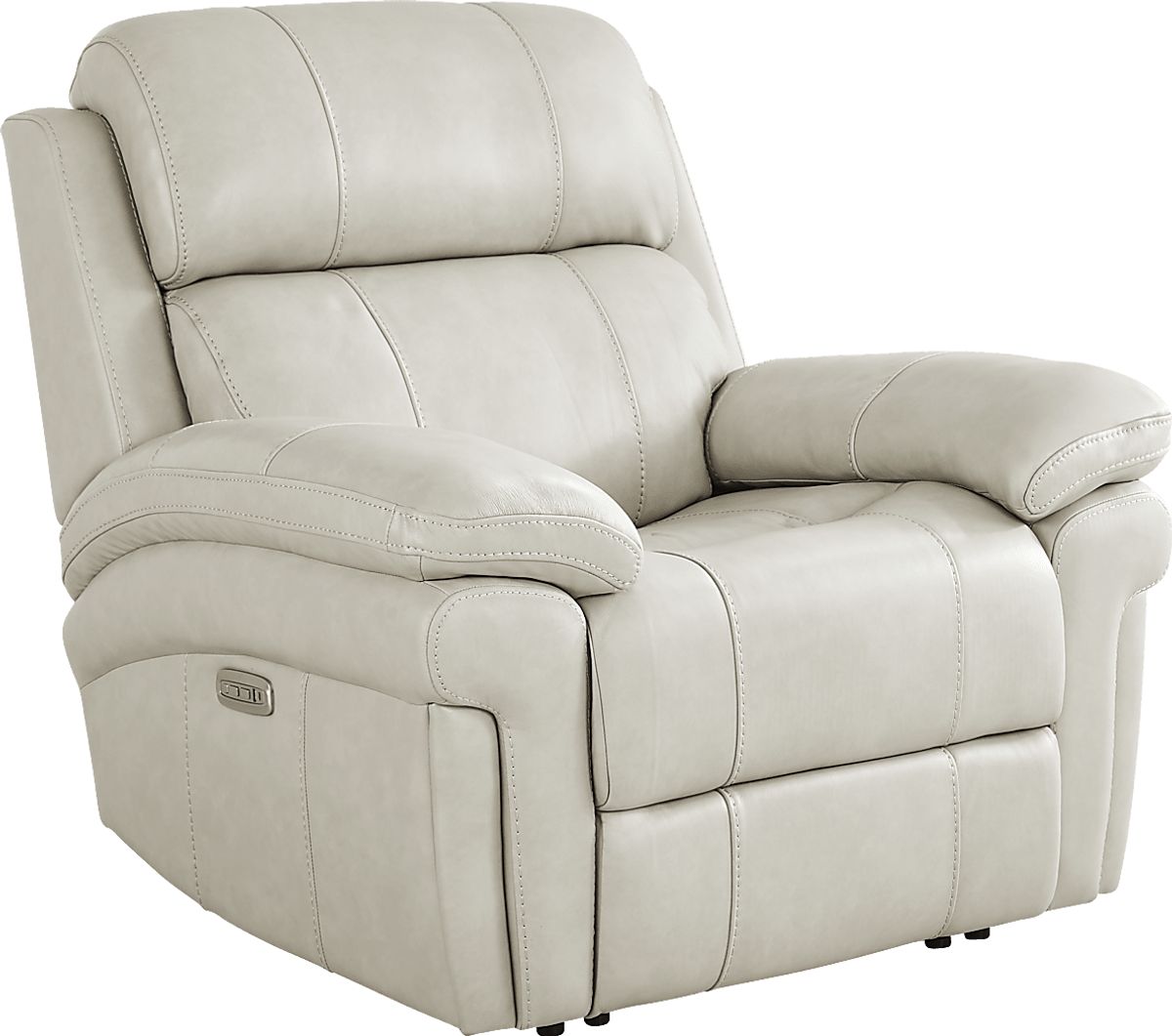 Trevino Lane Gray Leather Dual Power Recliner | Rooms to Go