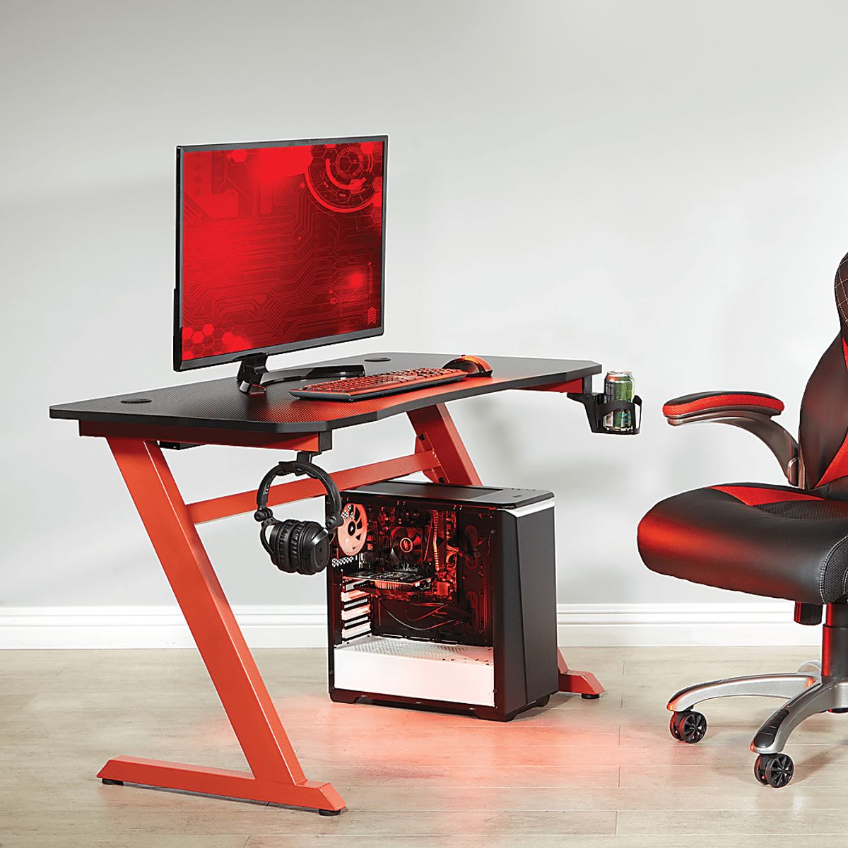 Treye Red Colors Gaming Desk | Rooms to Go