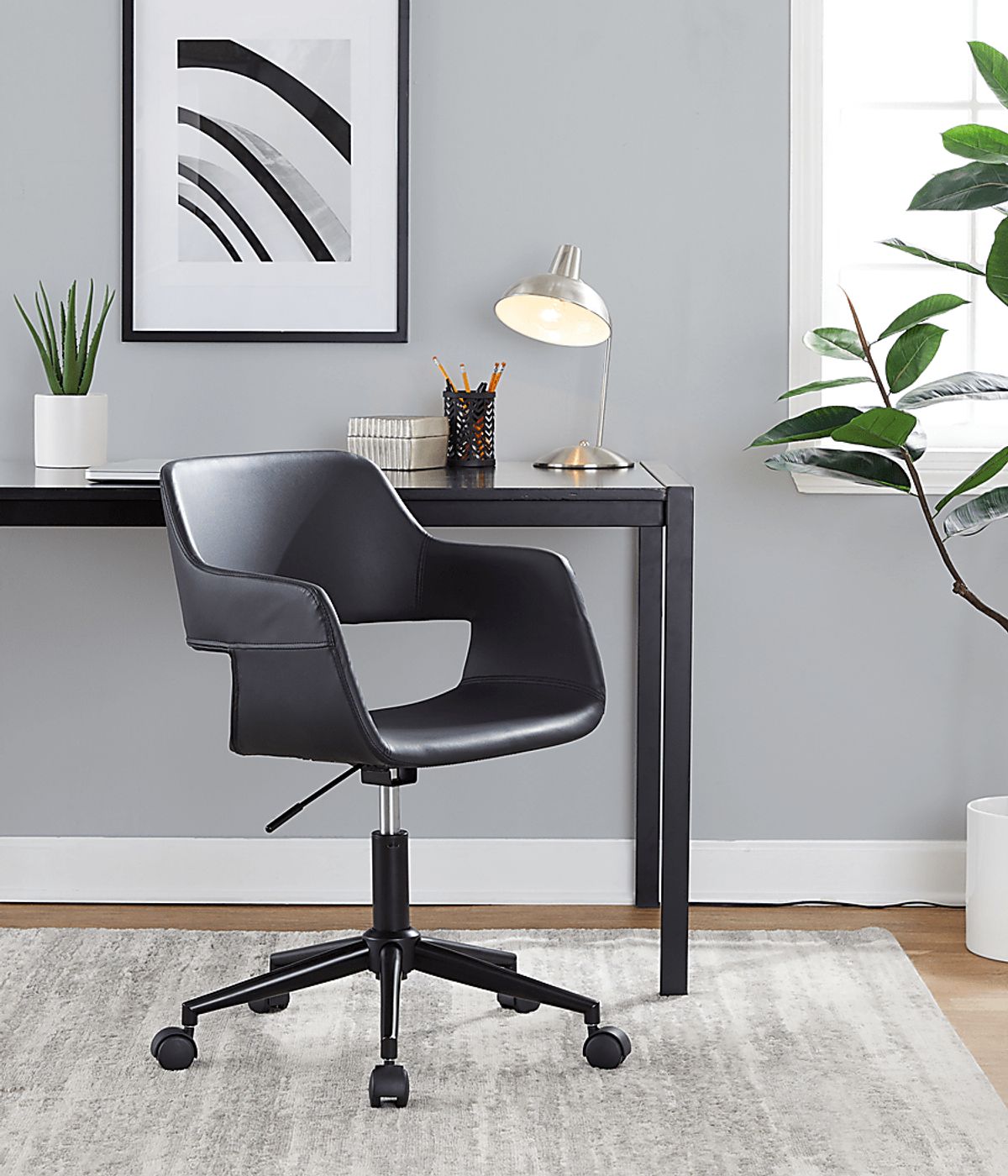 Triece Stainless Steel Metal Black Polyester Fabric Desk Chair | Rooms ...