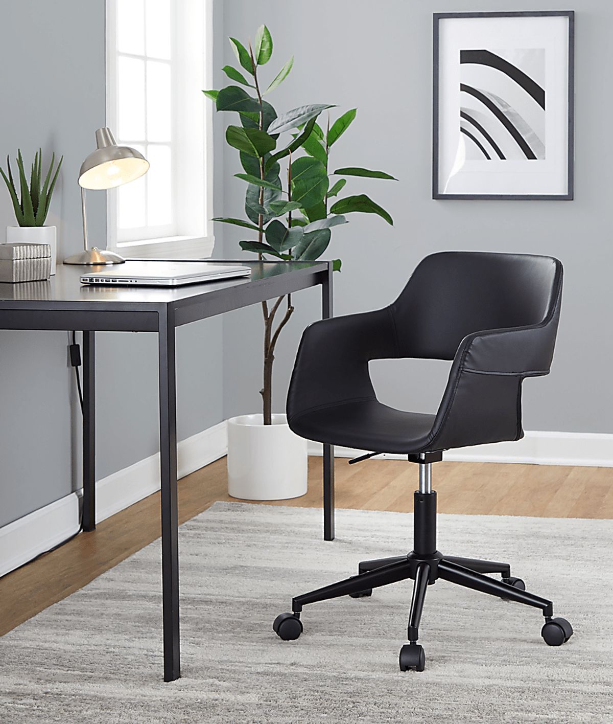 Triece Stainless Steel Metal Black Polyester Fabric Desk Chair | Rooms ...