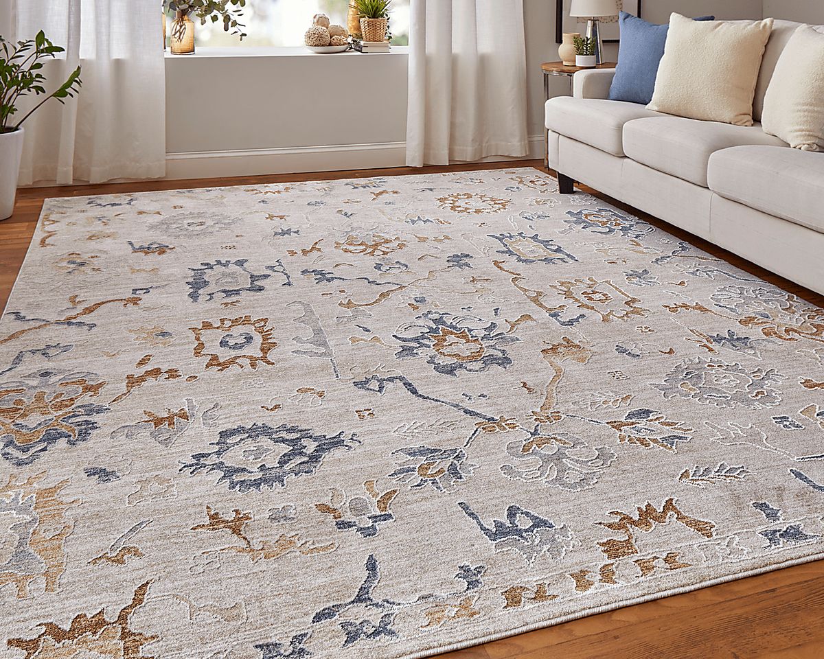 Tudama Blue,Gold,Ivory Beige,Blue,Yellow Rugs | Rooms to Go