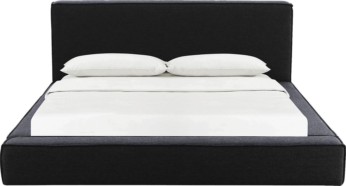 Tumelty Black Linen Fabric King Bed | Rooms to Go