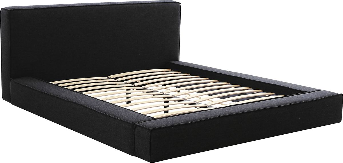 Tumelty Black Linen Fabric King Bed | Rooms to Go