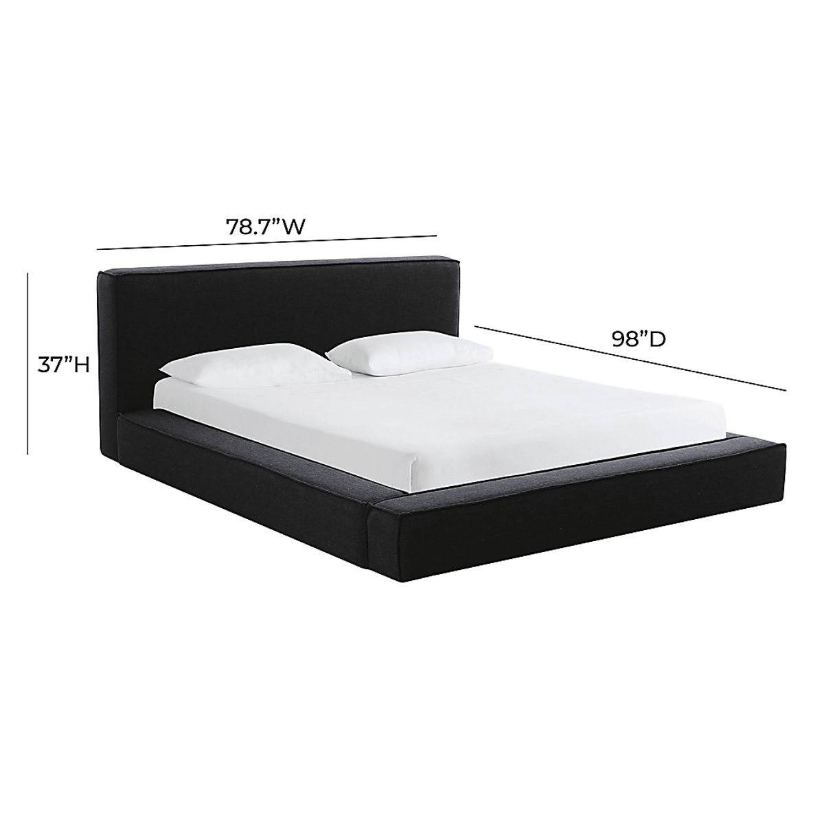 Tumelty Black Linen Fabric Queen Bed | Rooms to Go