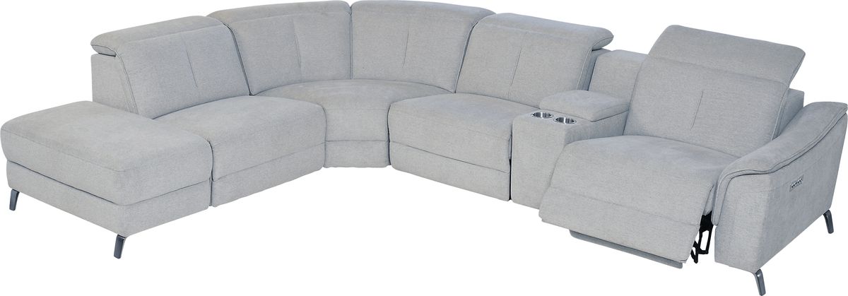 Turano 9 Pc Gray Woven Dual Power Reclining Sectional Living Room With ...