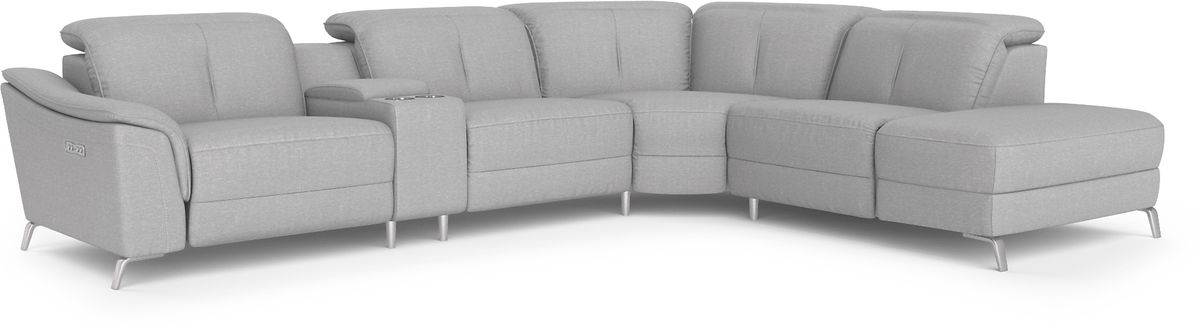 Turano Gray Woven 6 Pc Dual Power Reclining Sectional | Rooms to Go