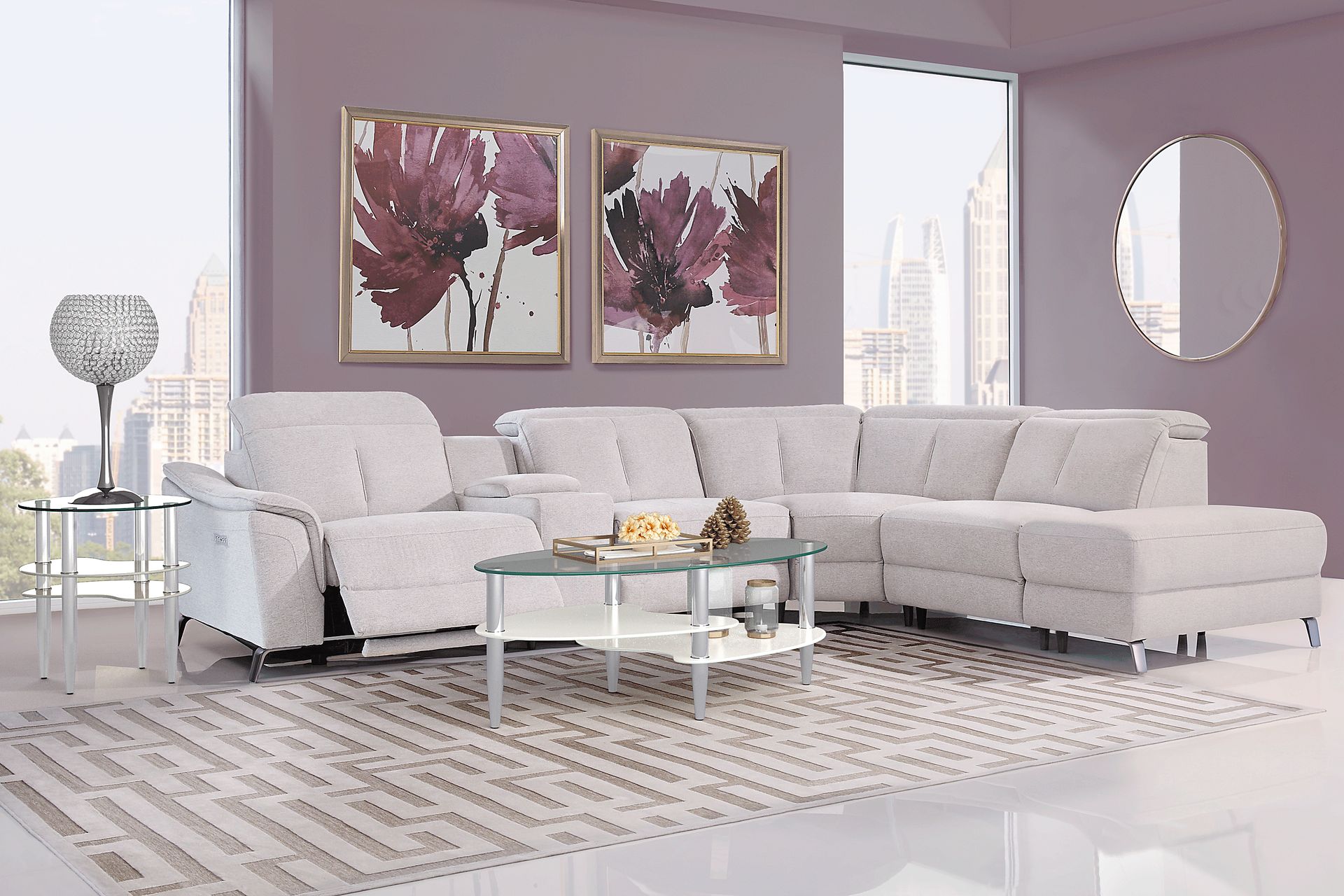 Turano Gray Textured 6 Pc Dual Power Reclining Sectional | Rooms to Go