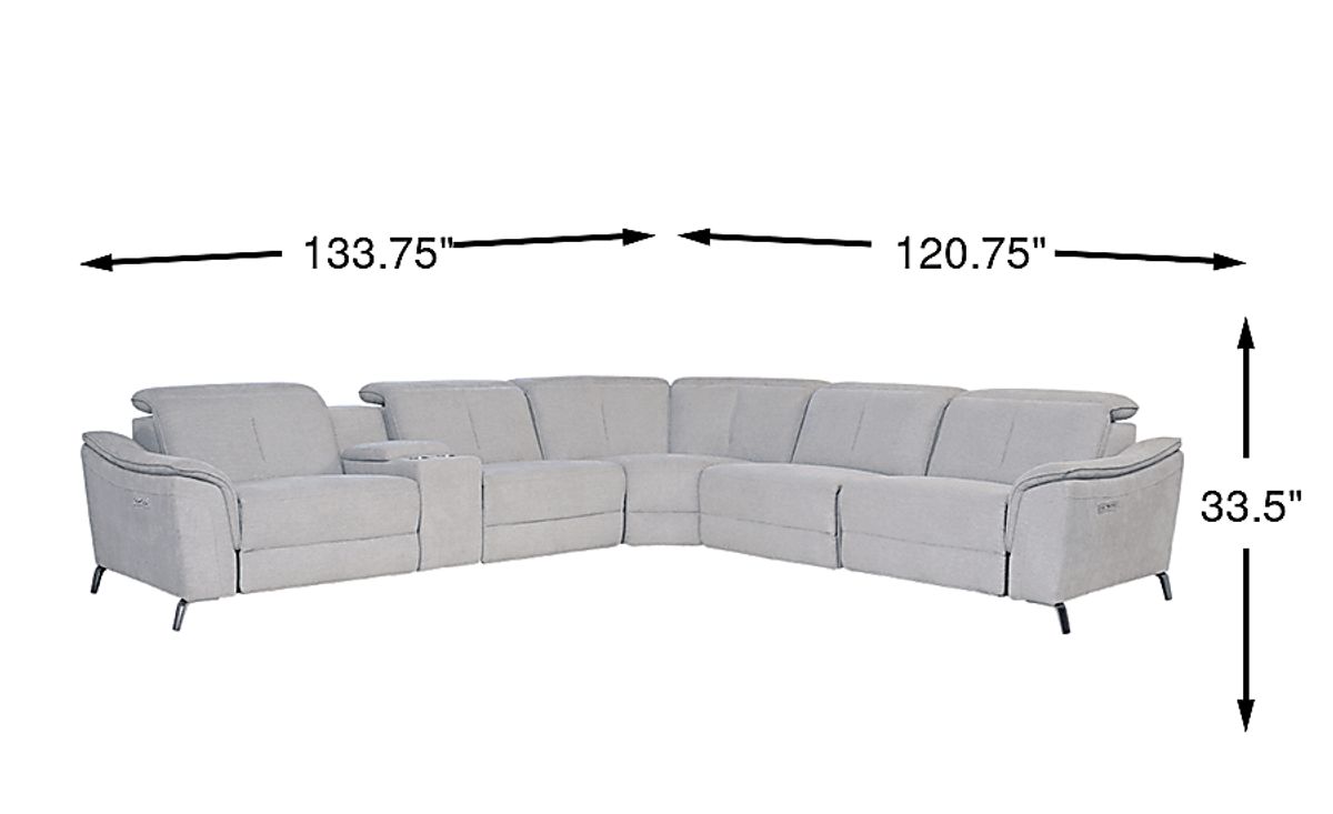 Sofia Vergara Turano Gray Textured 6 Pc Dual Power Reclining Sectional ...