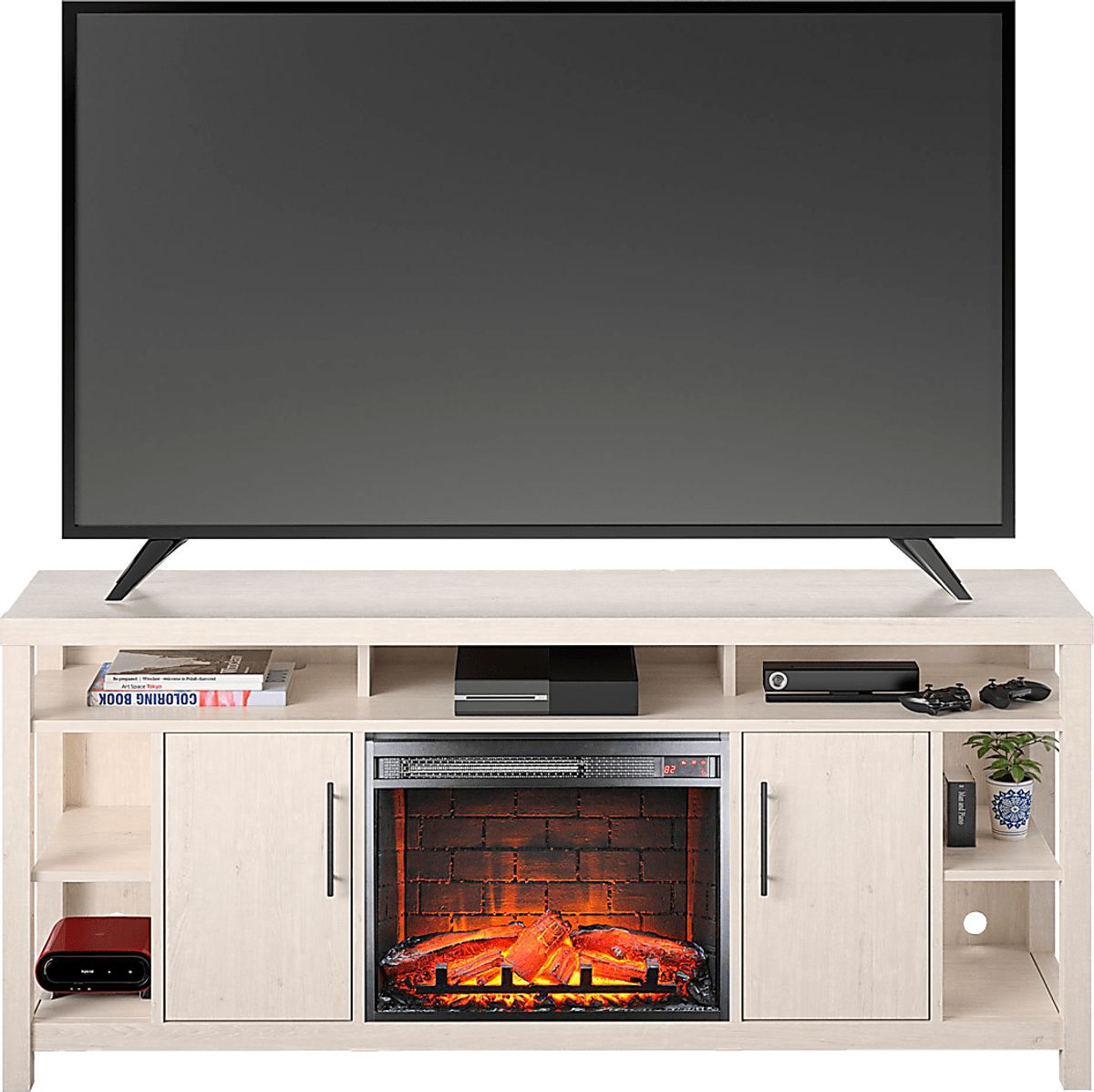 Turrell Ivory Light Wood,White 68" Console | Rooms to Go