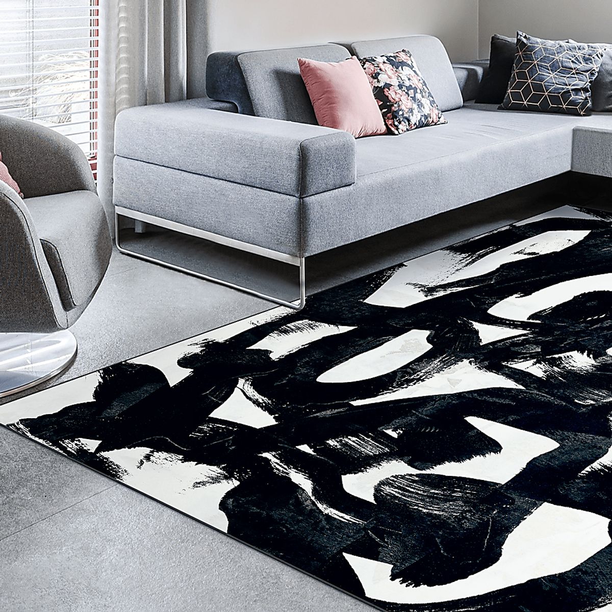 Tuskvigor Black,White Rugs | Rooms to Go