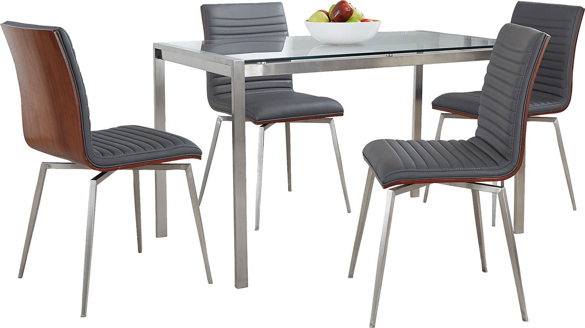 Upsall II Stainless Steel Metal Gray 5pc Dining Set | Rooms to Go