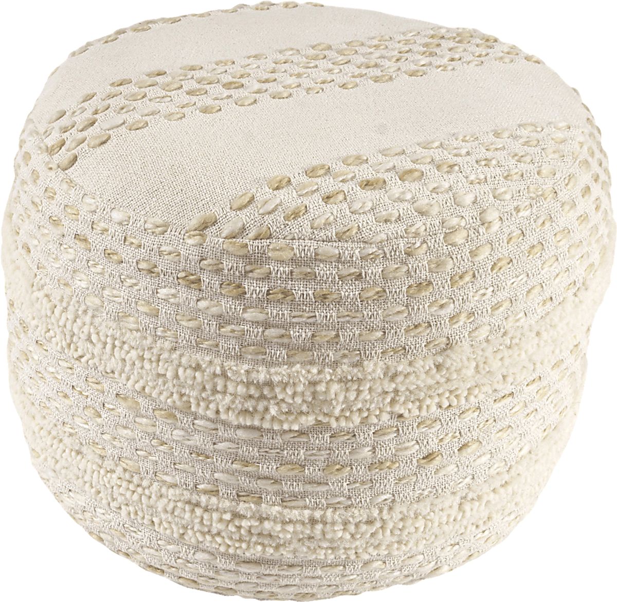 Vaddo Beige,Ivory Beige Cotton,Polyester,Wool Fabric Poufs | Rooms to Go