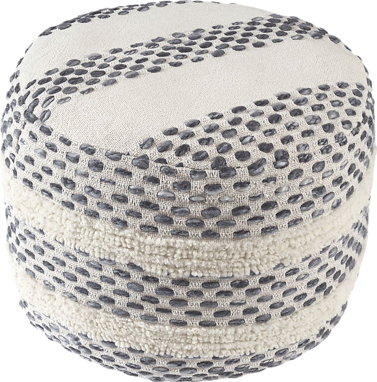 Vaddo Gray,Ivory Beige,Gray Cotton,Polyester,Wool Fabric Poufs | Rooms ...