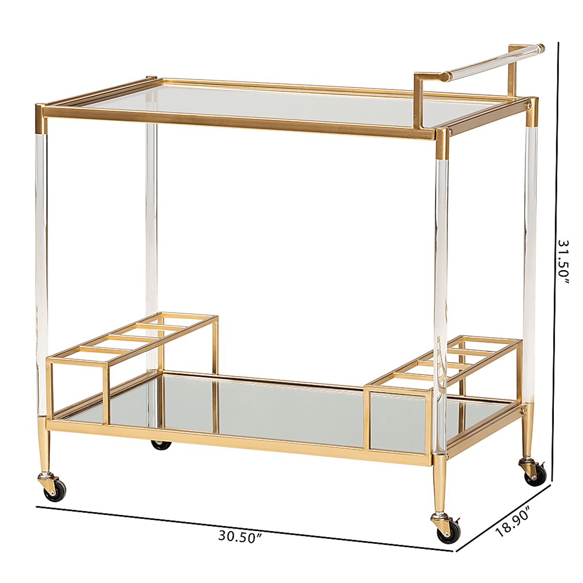 Valdavia Gold Yellow Bar Cart | Rooms to Go