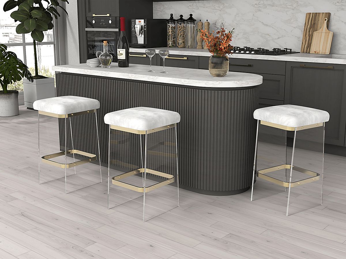 Valelo Clear White Gold Yellow Counter Stool, Set Of 2 | Rooms to Go