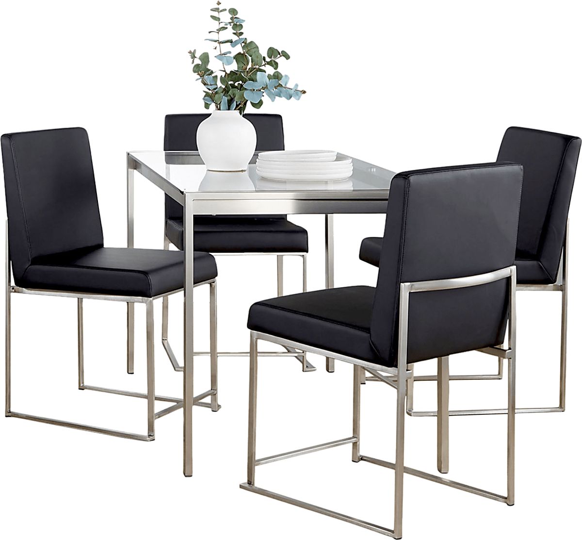 Valeview Stainless Steel Metal Black 5pc Dining Set | Rooms to Go