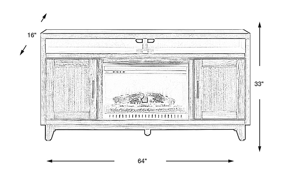 Valinor 2 Pc Smoke Gray 64 in. Console With Firebox | Rooms to Go