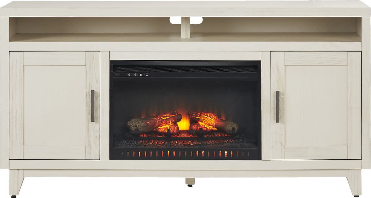 Valinor 2 Pc White Colors,White 64 in. Console With Firebox | Rooms to Go
