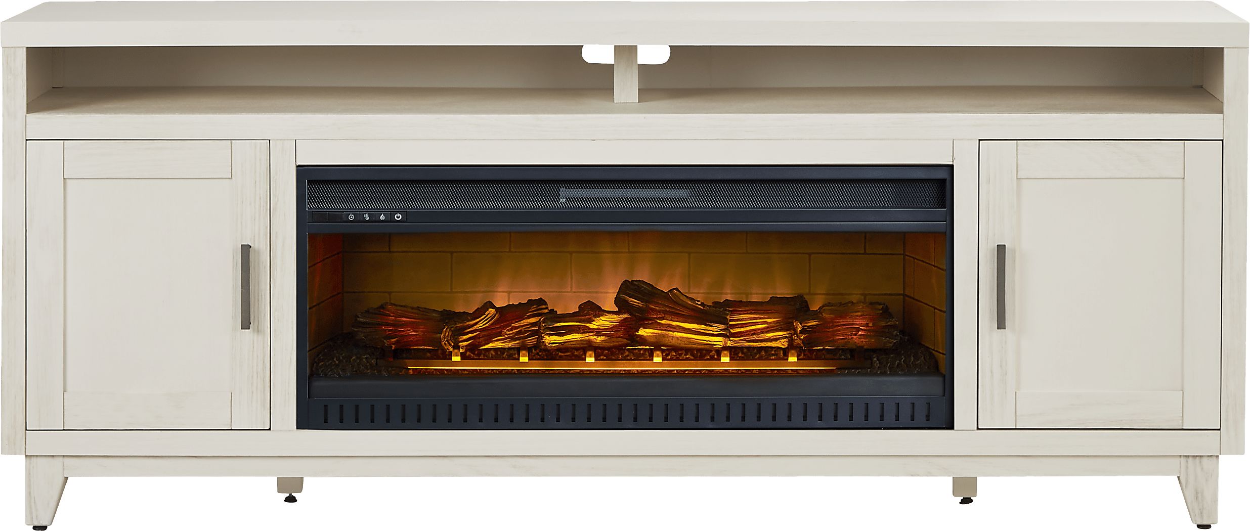 Valinor 2 Pc White Colors,White 80 in. Console With Log Firebox | Rooms ...