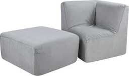 Varian Gray Polyester Fabric Chair And Ottoman | Rooms to Go