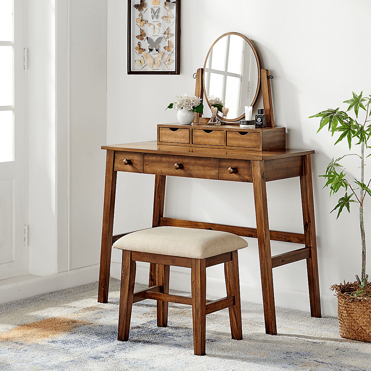 Varnum Brown Dark Wood Vanity | Rooms to Go