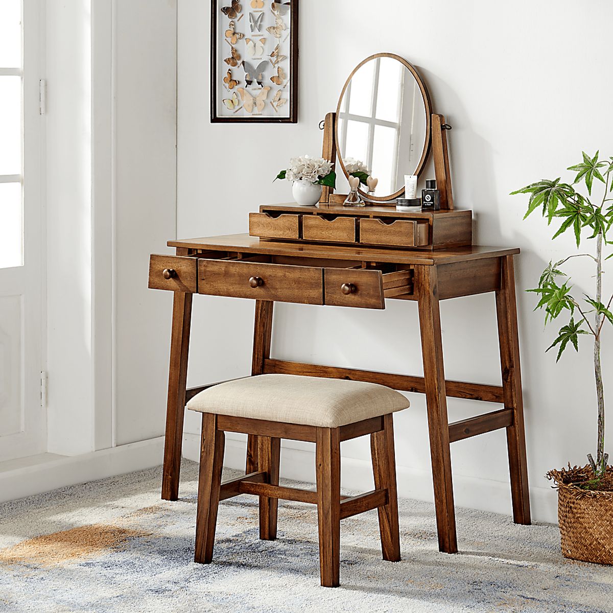 Varnum Brown Dark Wood Vanity | Rooms to Go