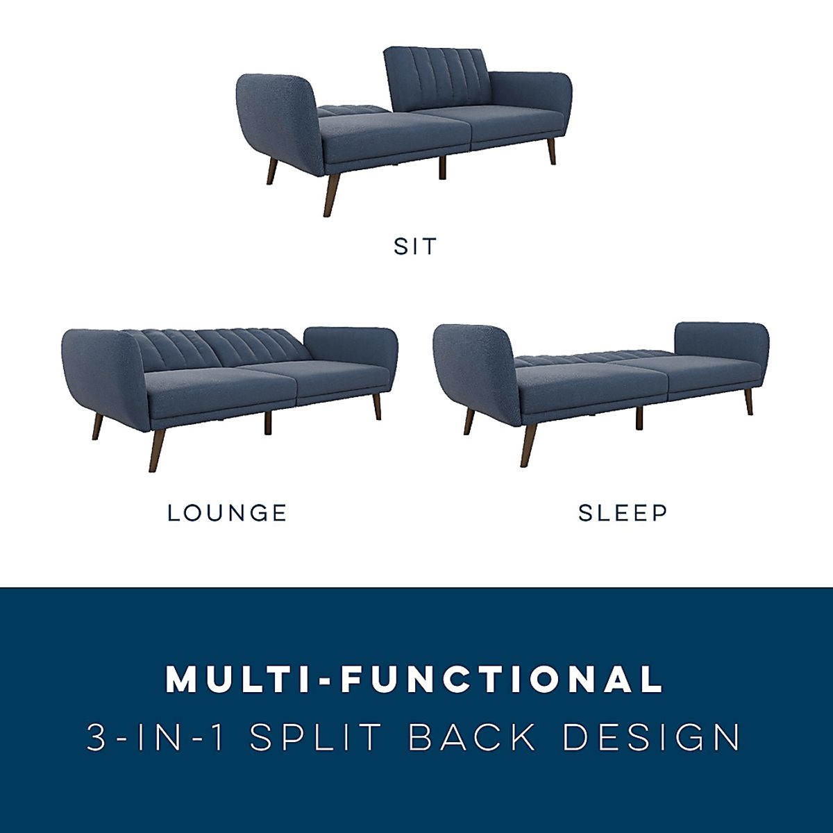 Velron Blue Linen Fabric Futon | Rooms to Go