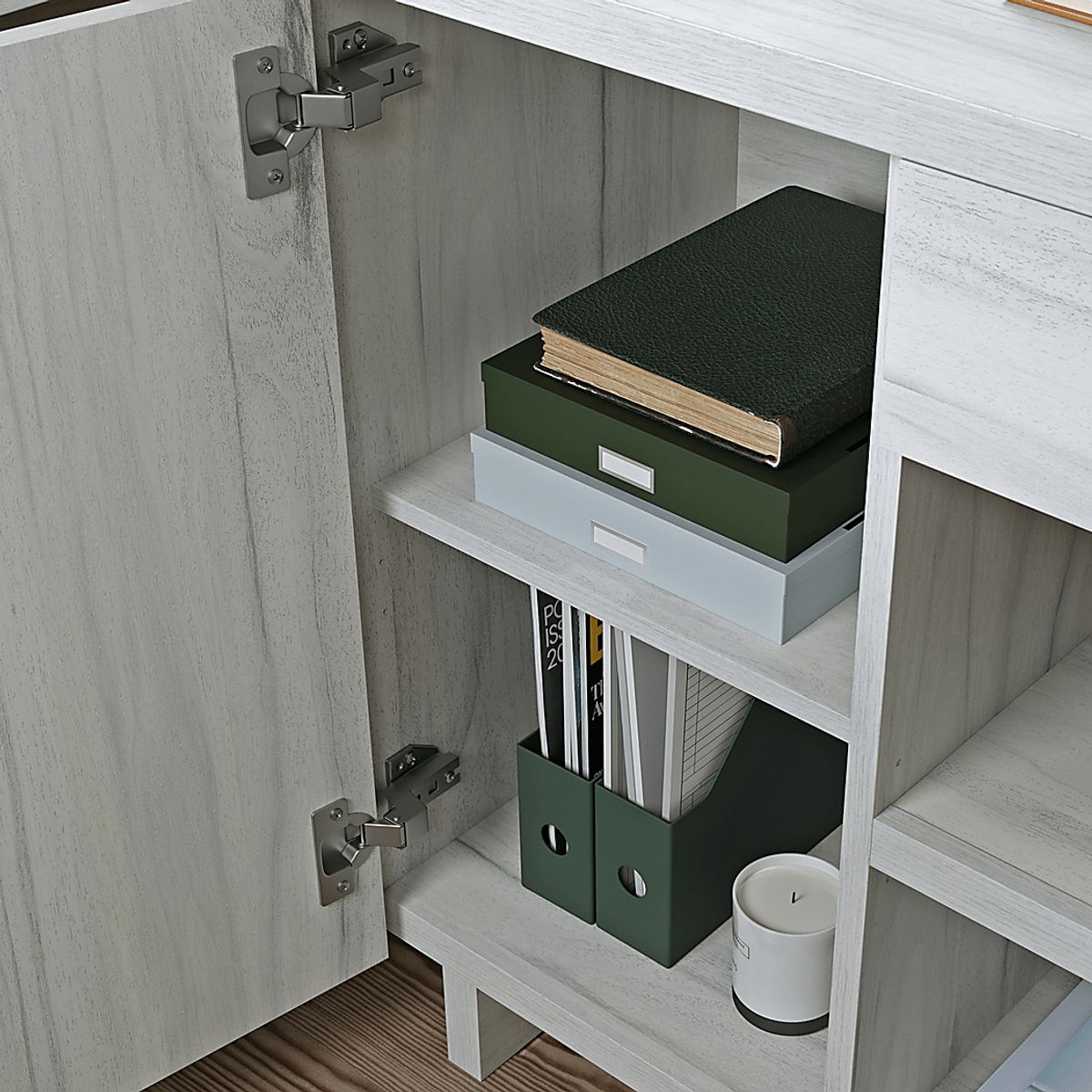 Venisa Gray Desk With Credenza | Rooms to Go