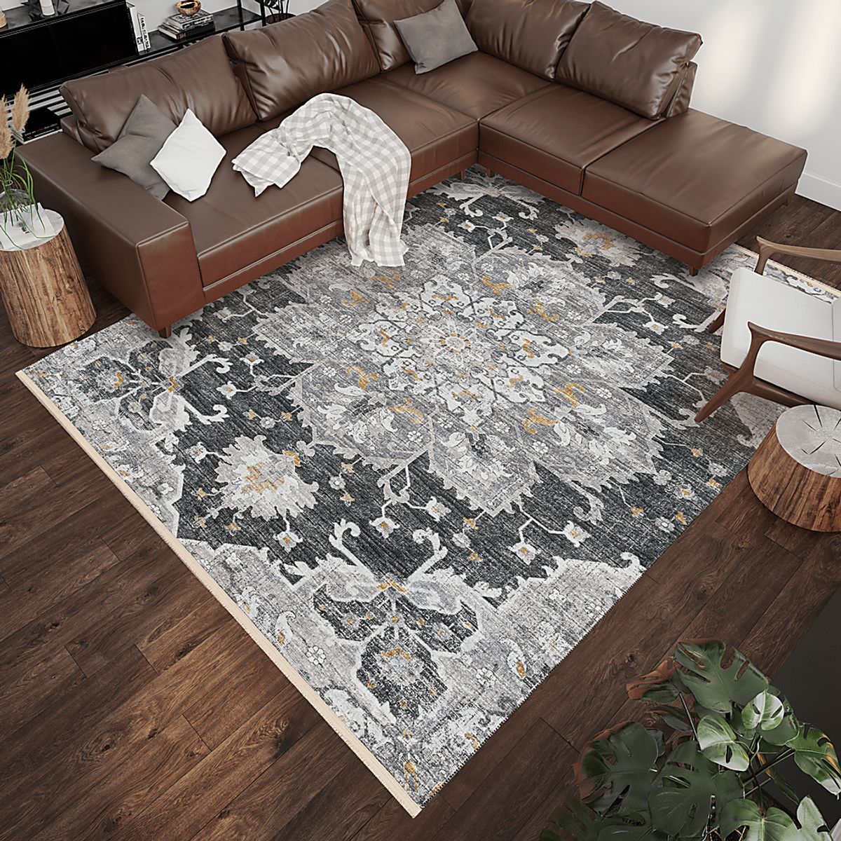 Ventner Black Rugs | Rooms to Go