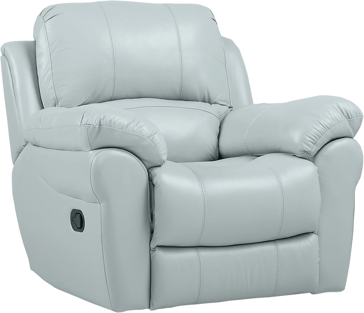 Vercelli Aqua Blue Leather Rocker Recliner | Rooms to Go