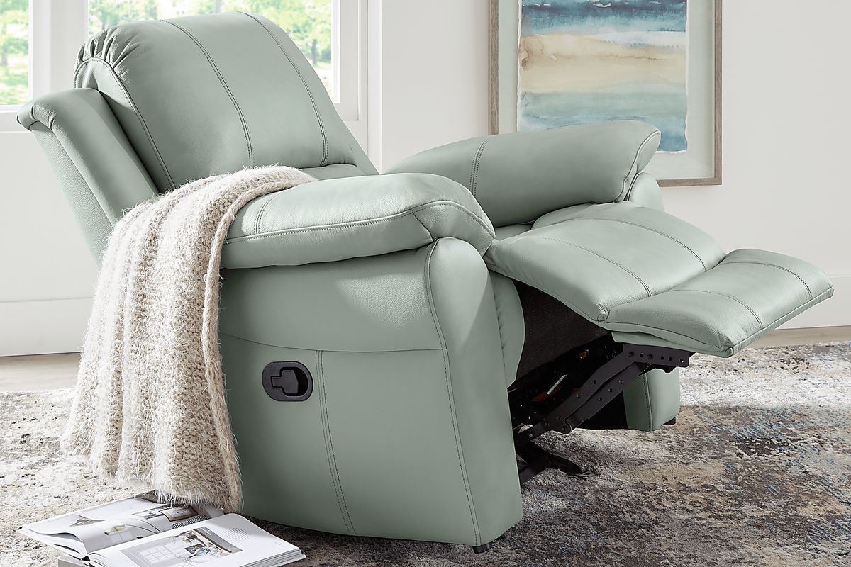 Vercelli Way Aqua Blue Leather Rocker Recliner | Rooms to Go