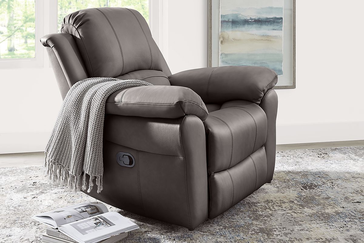 Vercelli Way Gray Leather Rocker Recliner | Rooms to Go
