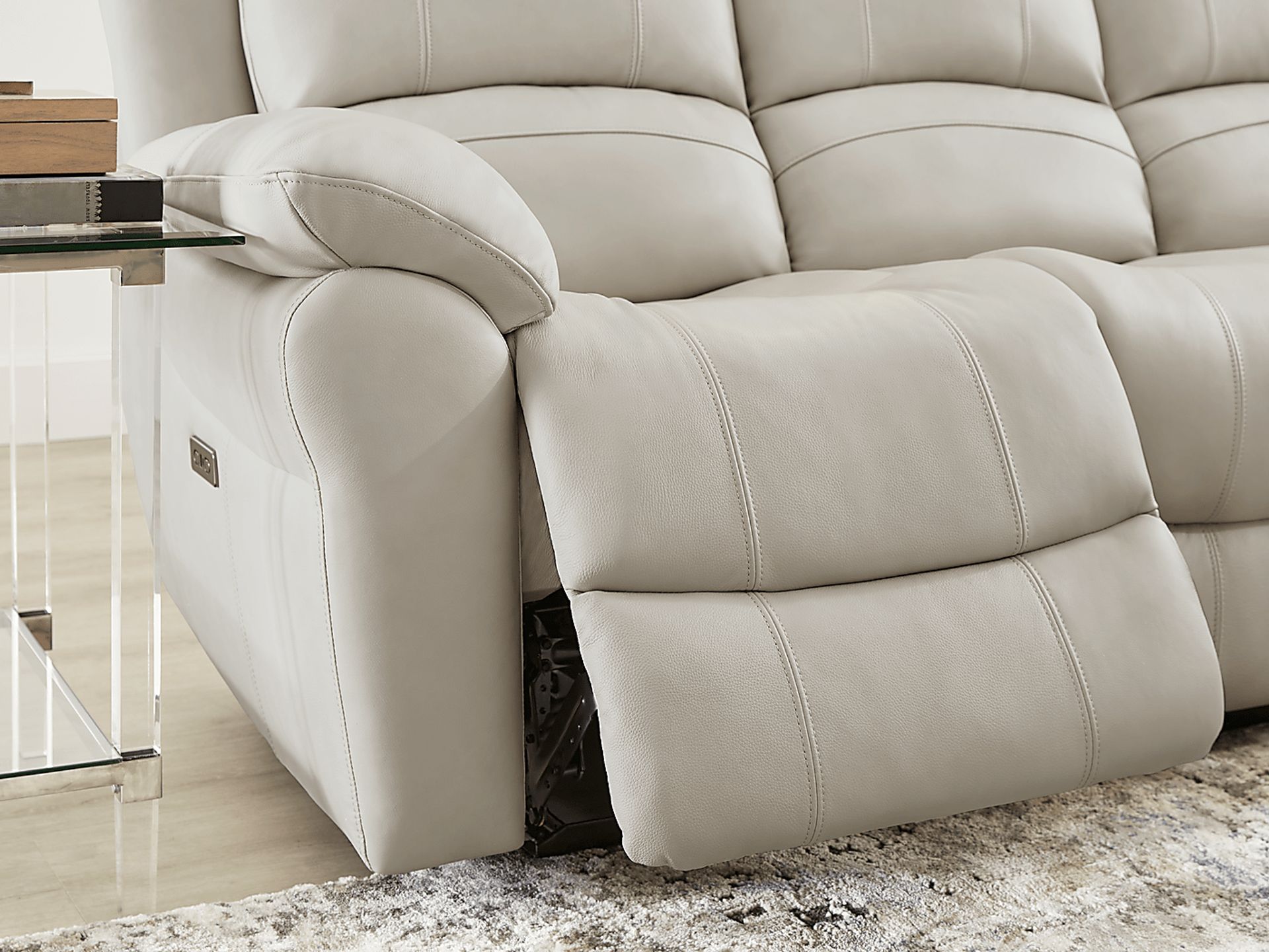 Vercelli Way Stone Beige Leather Power Reclining Sofa | Rooms to Go