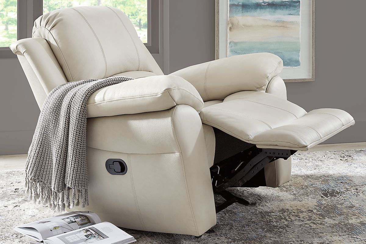 Vercelli Way Stone Beige Leather Rocker Recliner | Rooms to Go