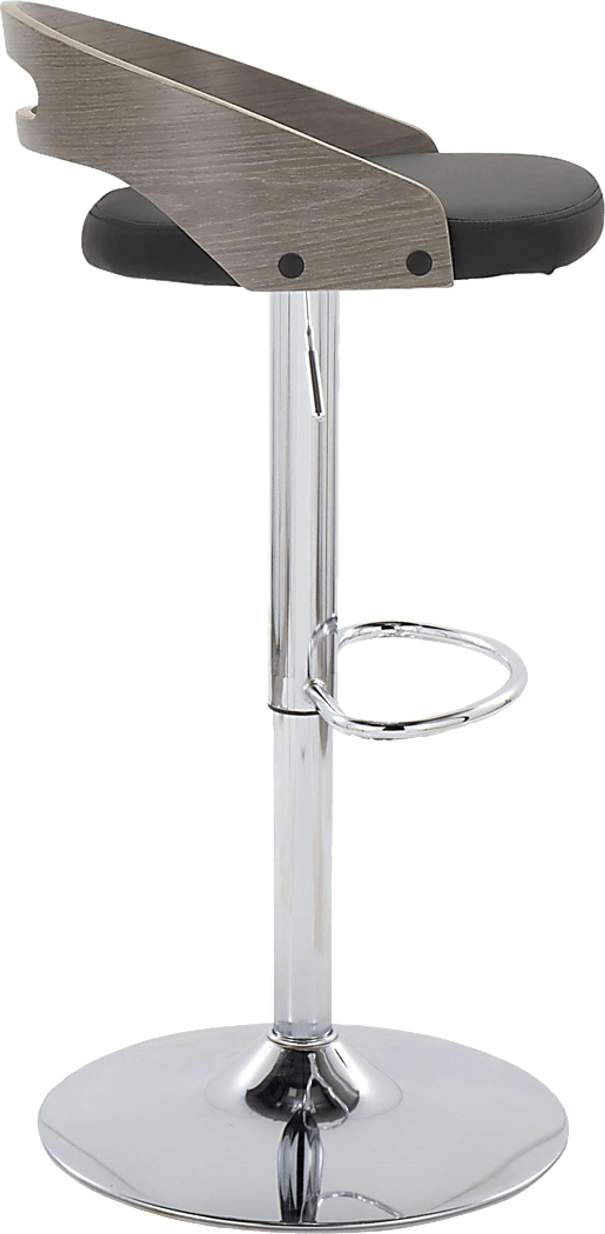 Verhaven IV Chrome Metal Black Polyurethane Fabric Adjustable Barstool ...